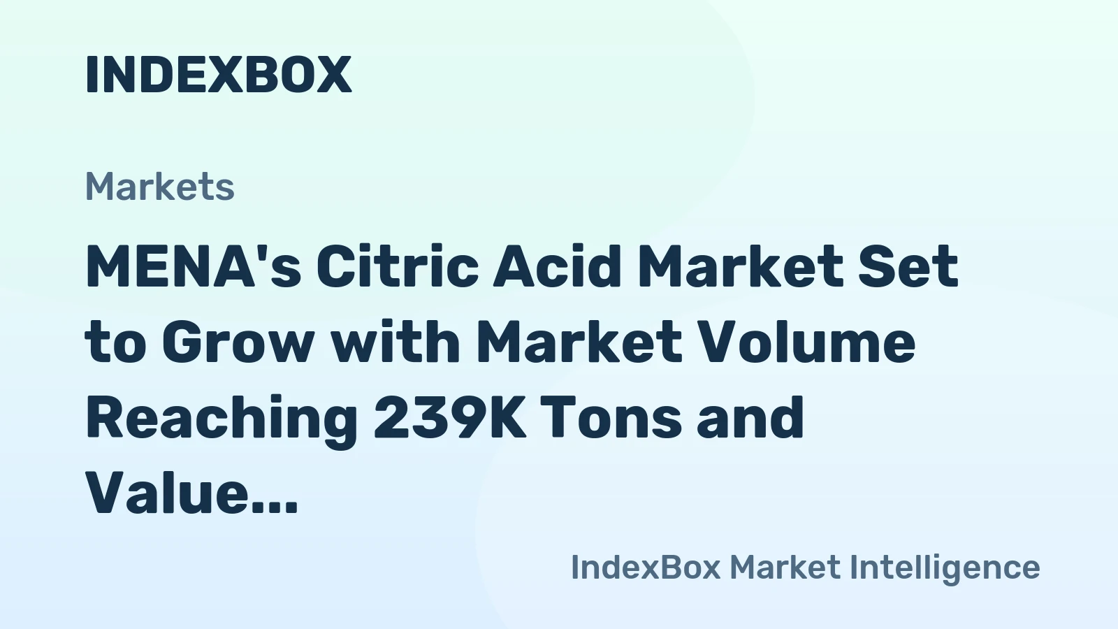 MENA's Citric Acid Market Set to Grow with Market Volume Reaching 239K Tons and Value Surging to $335M by 2035