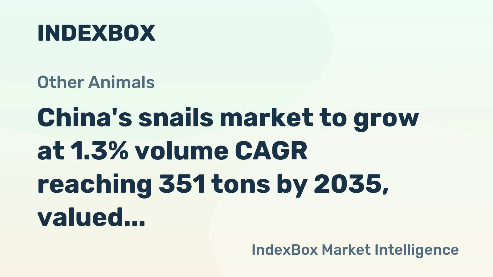 China's snails market to grow at 1.3% volume CAGR reaching 351 tons by 2035, valued at $1.3M