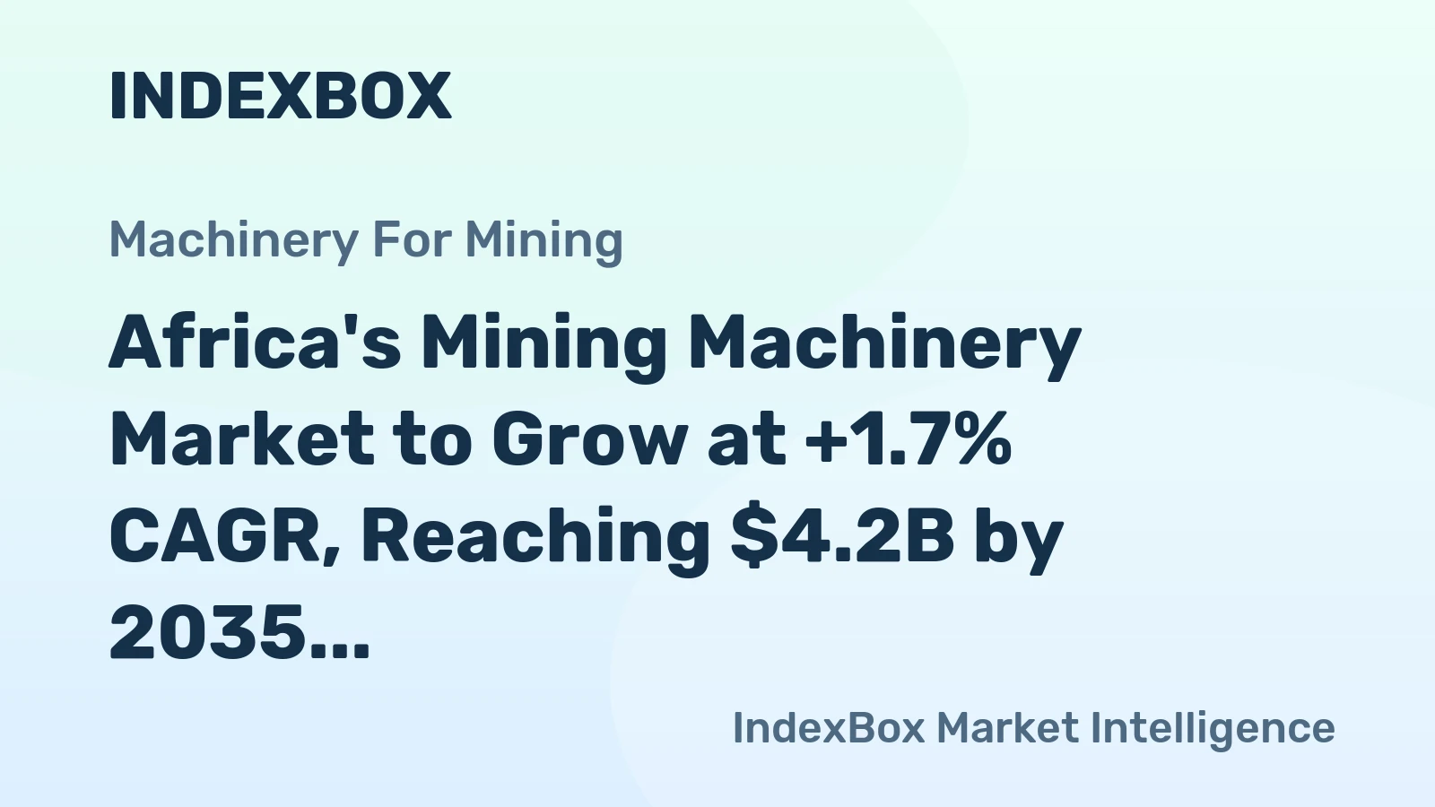 Africa's Mining Machinery Market to Grow at +1.7% CAGR, Reaching $4.2B by 2035