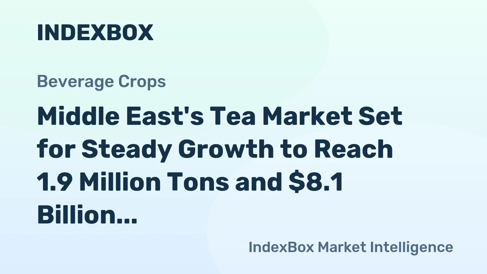 Middle East's Tea Market Set for Steady Growth to Reach 1.9 Million Tons and $8.1 Billion by 2035