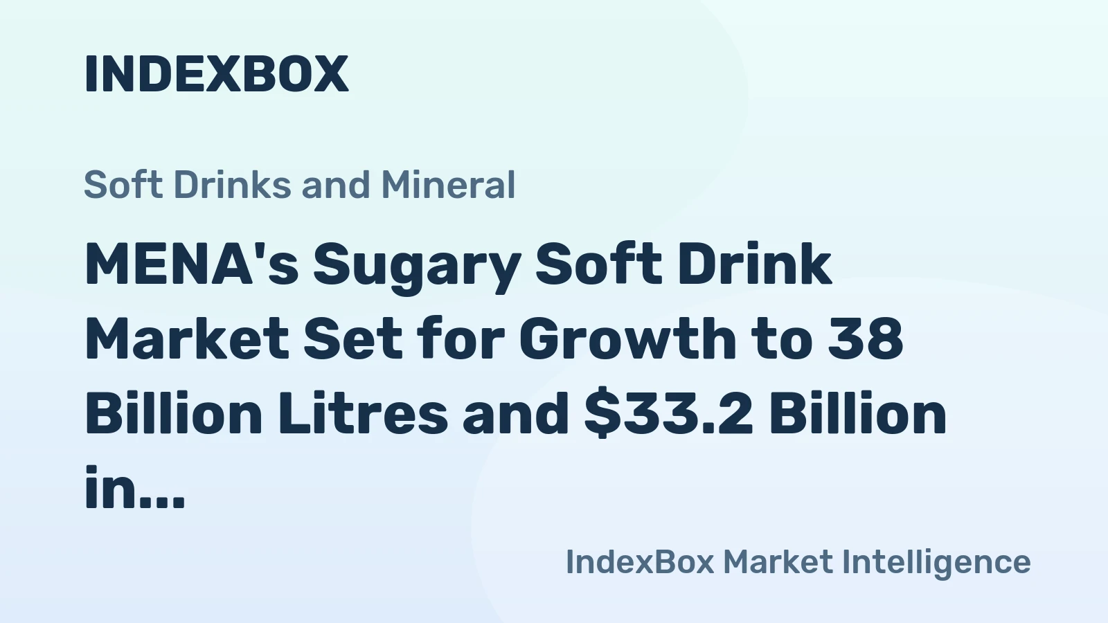 MENA's Sugary Soft Drink Market Set for Growth to 38 Billion Litres and $33.2 Billion in Value