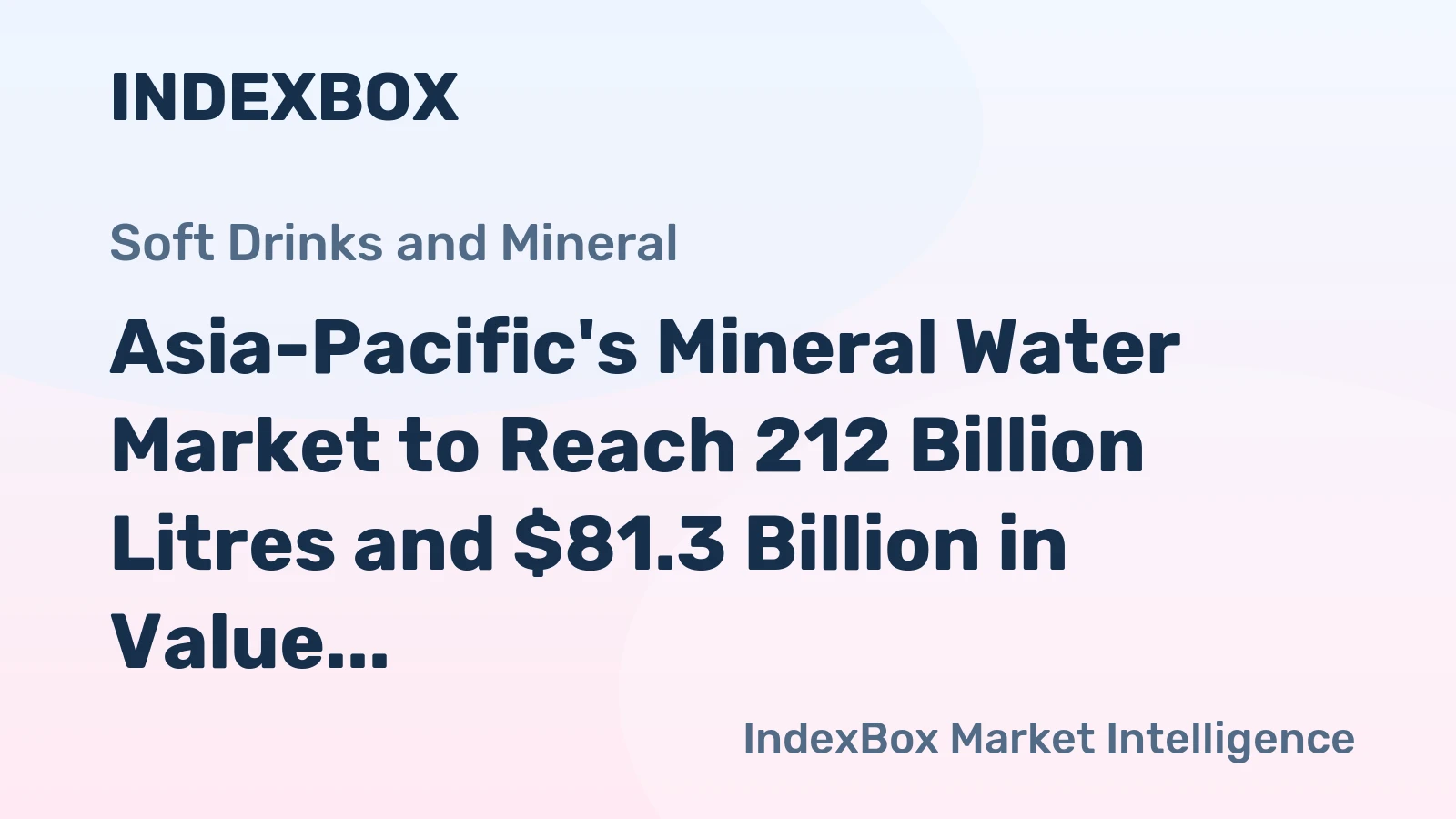 Asia-Pacific's Mineral Water Market to Reach 212 Billion Litres and $81.3 Billion in Value