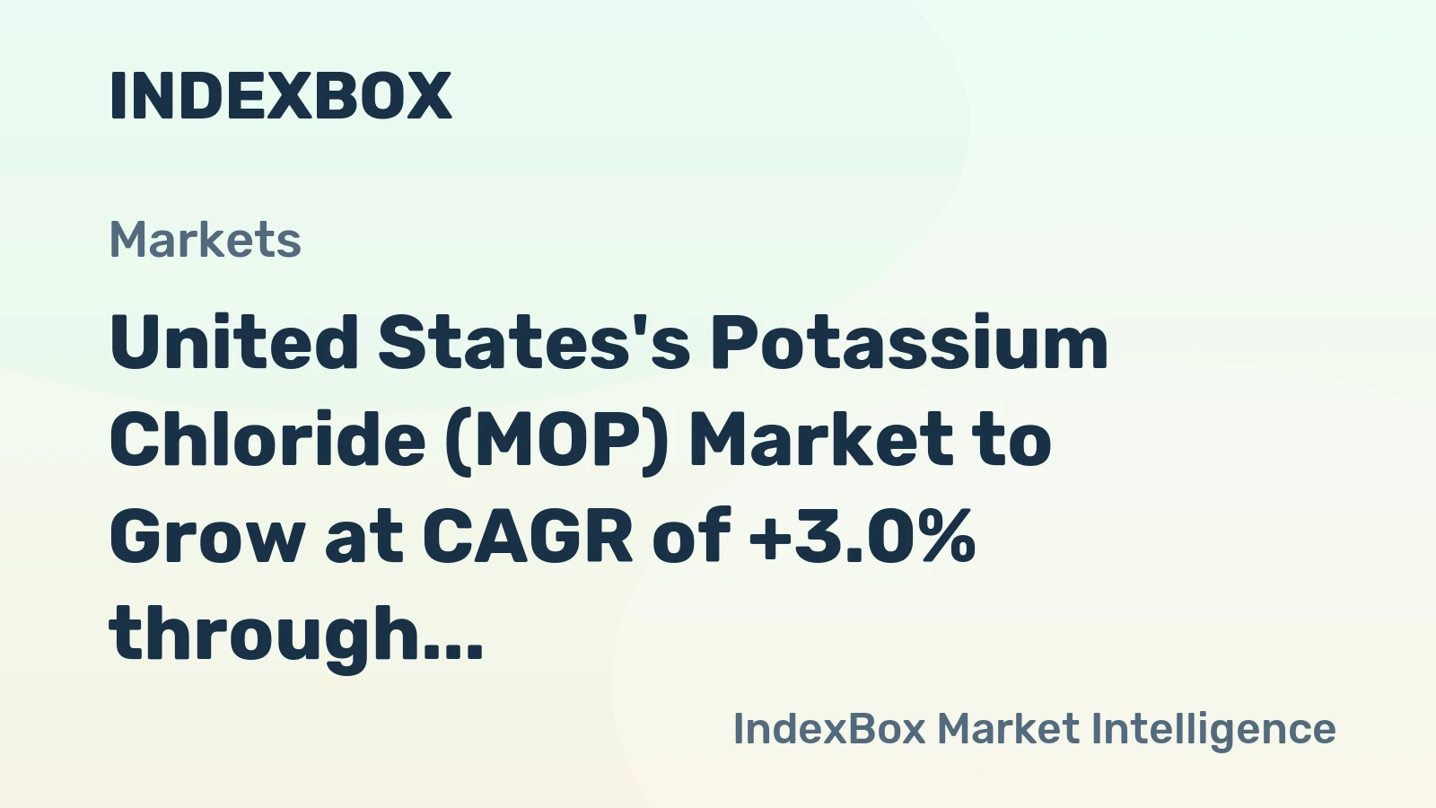 United States's Potassium Chloride (MOP) Market to Grow at CAGR of +3.0% through 2035, Reaching $4.3B in Value