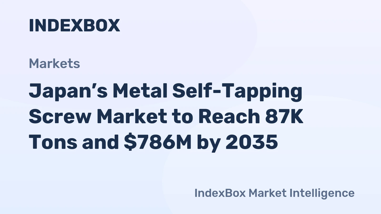 Japan’s Metal Self-Tapping Screw Market to Reach 87K Tons and $786M by 2035