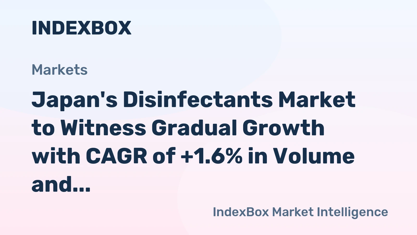 Japan's Disinfectants Market to Witness Gradual Growth with CAGR of +1.6% in Volume and +2.6% in Value from 2024 to 2035