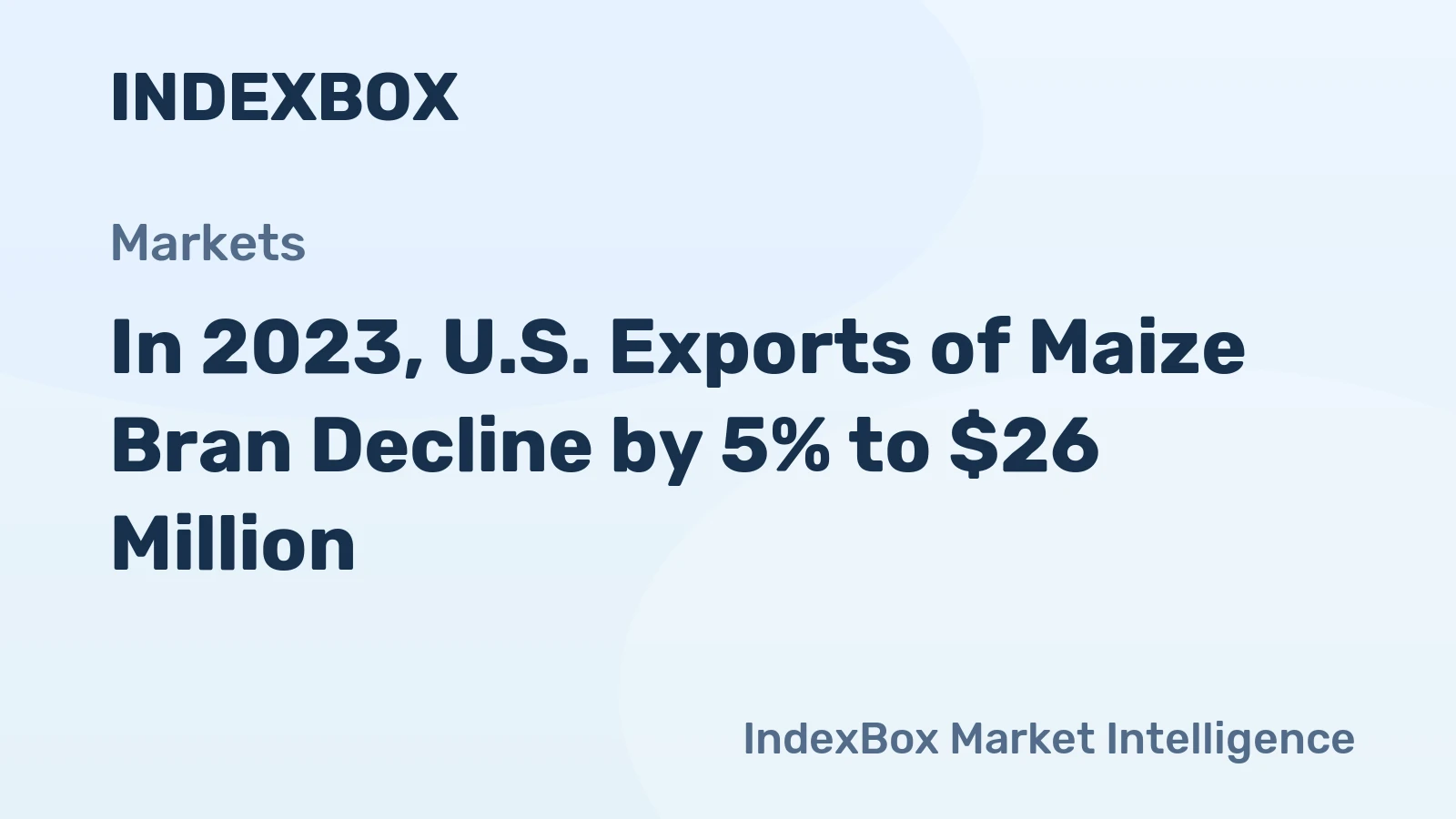In 2023, U.S. Exports of Maize Bran Decline by 5% to $26 Million