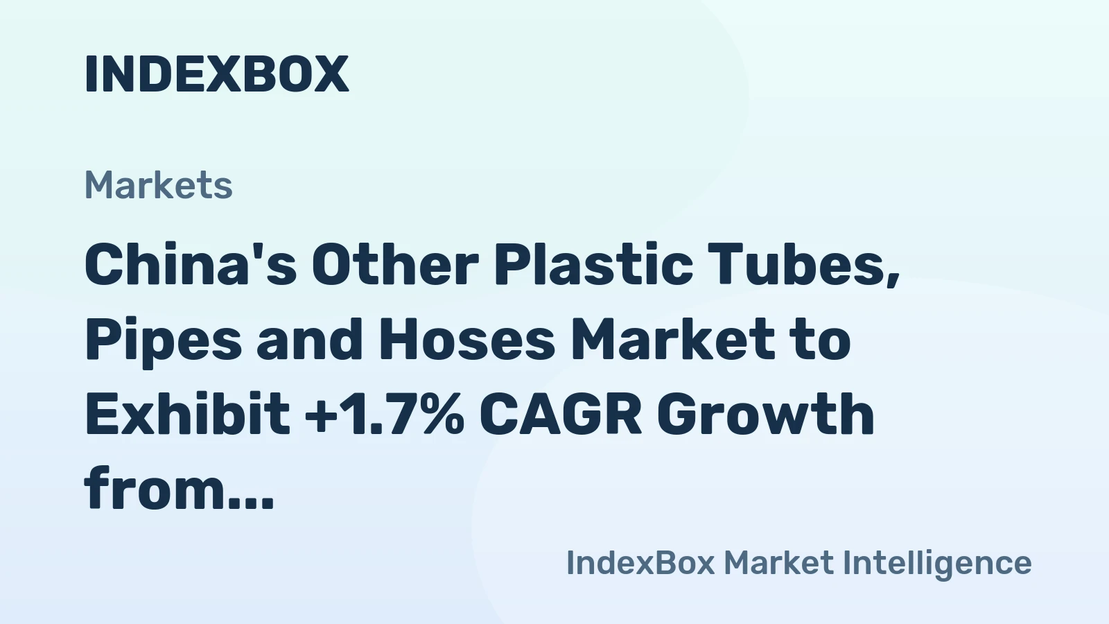 China's Other Plastic Tubes, Pipes and Hoses Market to Exhibit +1.7% CAGR Growth from 2024 to 2035
