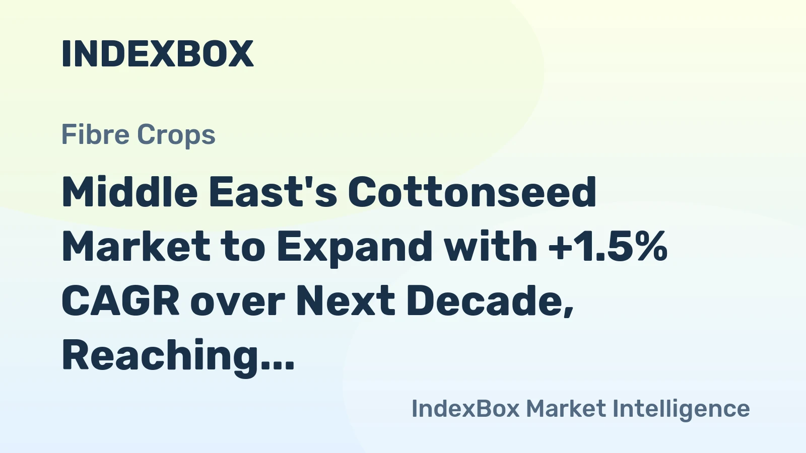 Middle East's Cottonseed Market to Expand with +1.5% CAGR over Next Decade, Reaching $4.8B by 2035