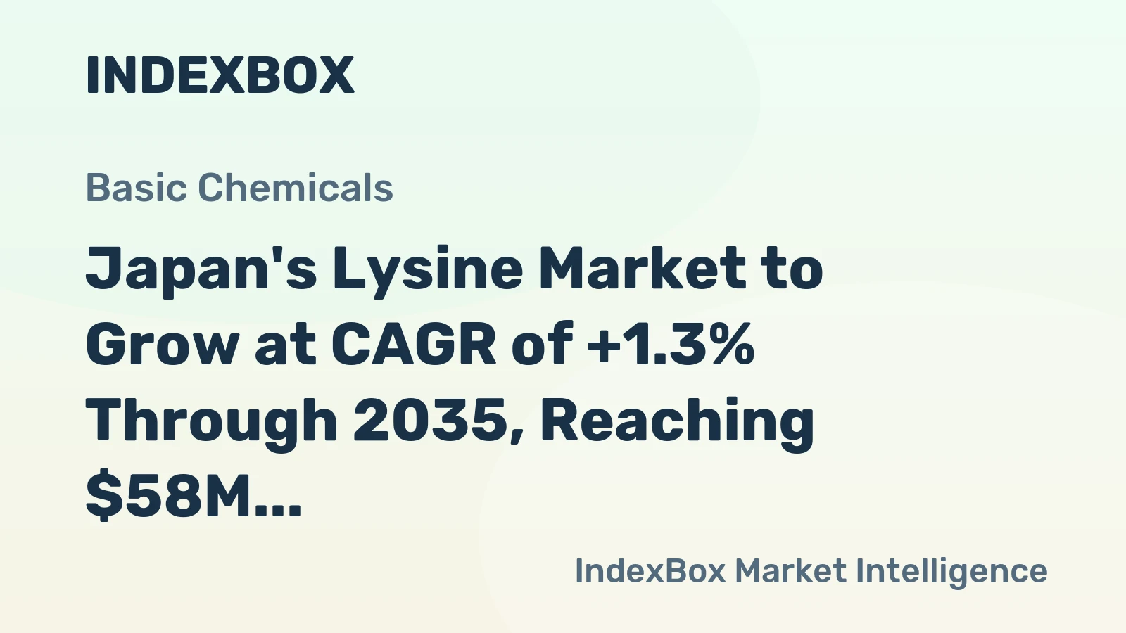 Japan's Lysine Market to Grow at CAGR of +1.3% Through 2035, Reaching $58M