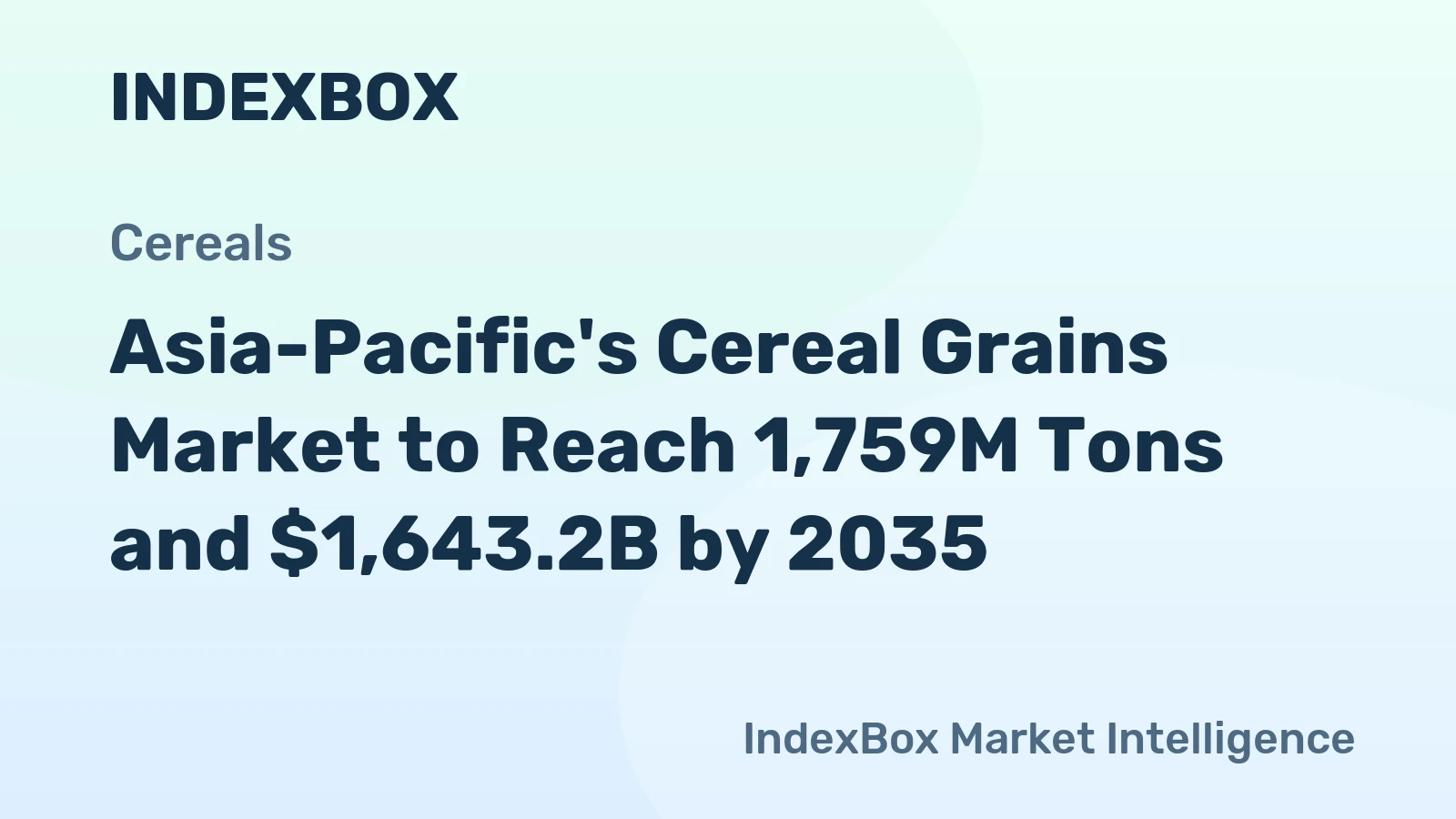 Asia-Pacific's Cereal Grains Market to Reach 1,759M Tons and $1,643.2B by 2035