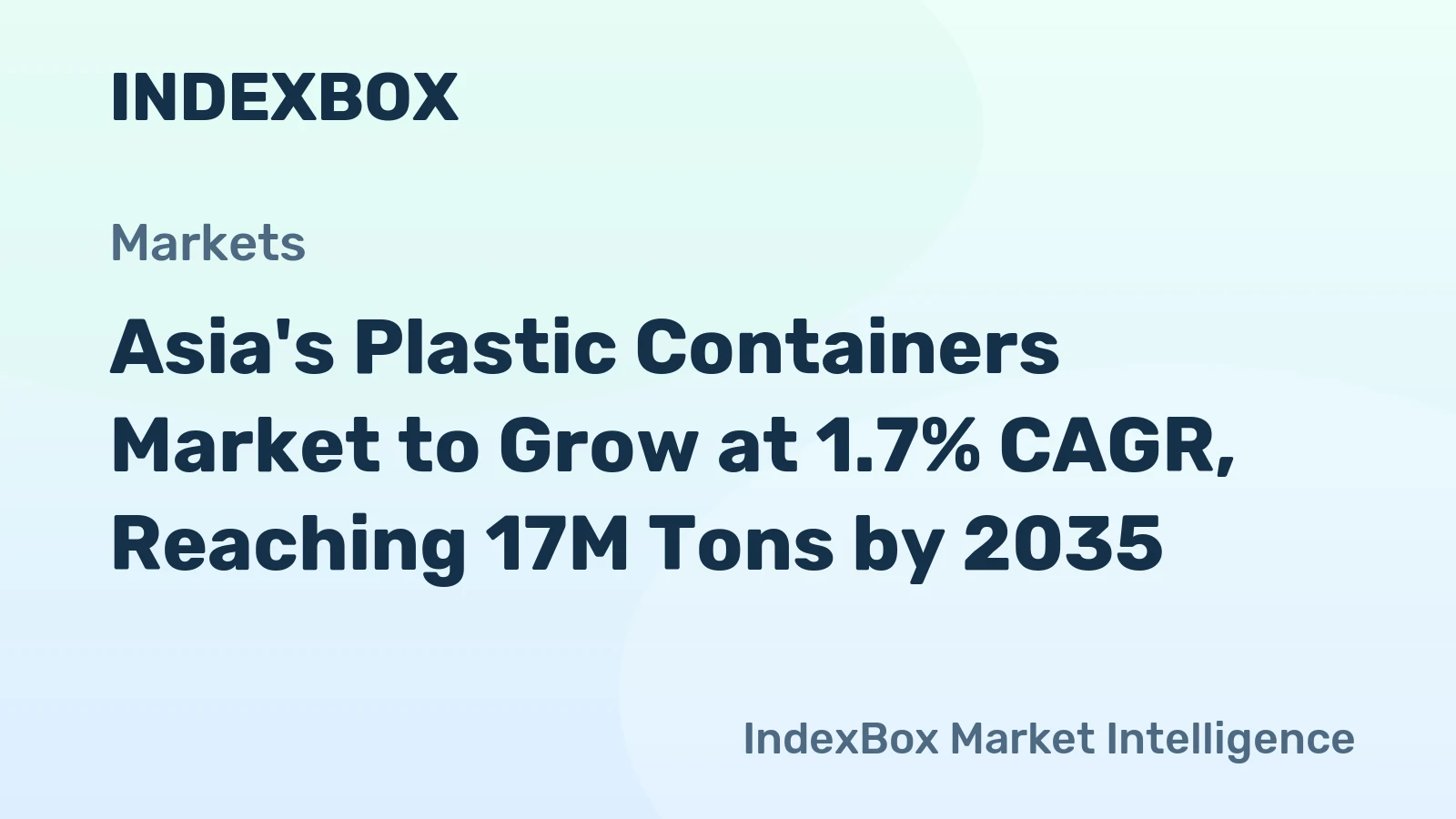 Asia's Plastic Containers Market to Grow at 1.7% CAGR, Reaching 17M Tons by 2035