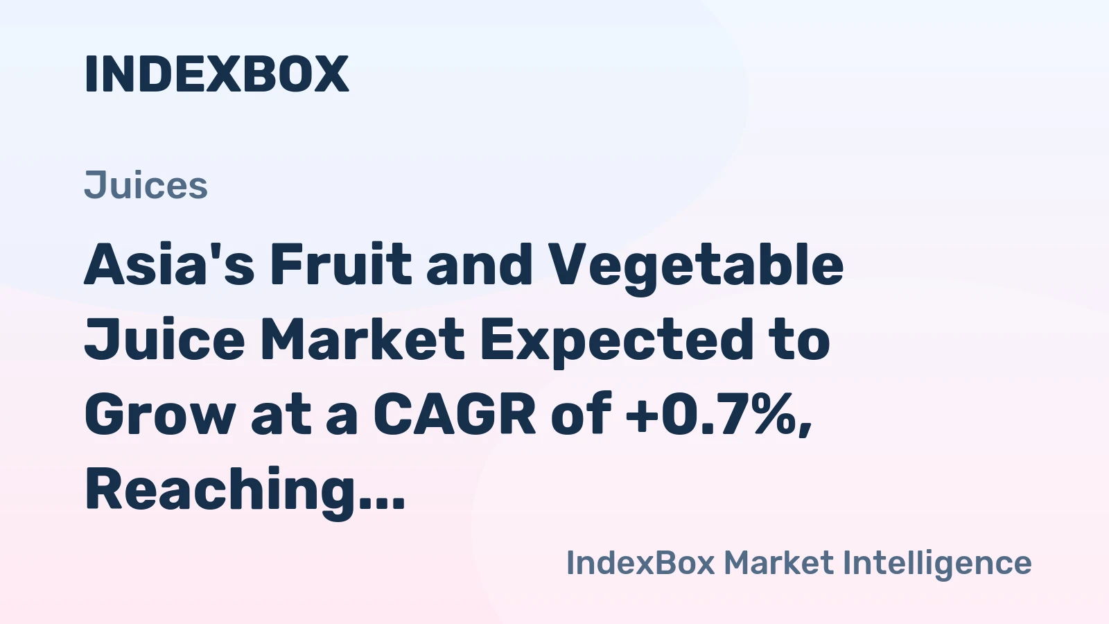 Asia's Fruit and Vegetable Juice Market Expected to Grow at a CAGR of +0.7%, Reaching $23.3B by 2035