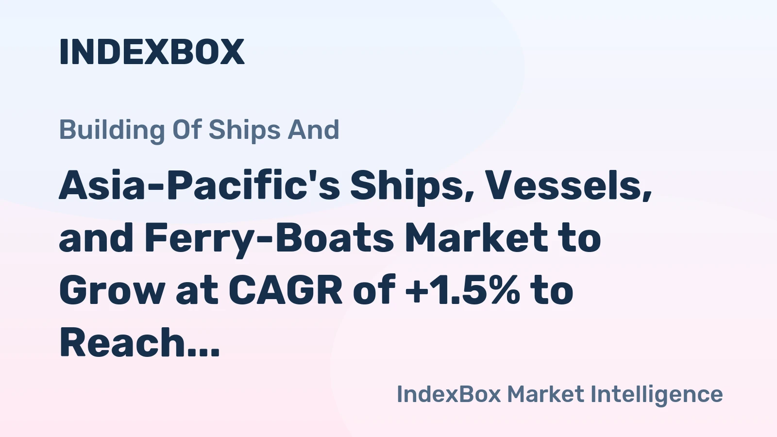 Asia-Pacific's Ships, Vessels, and Ferry-Boats Market to Grow at CAGR of +1.5% to Reach $6.6B by 2035