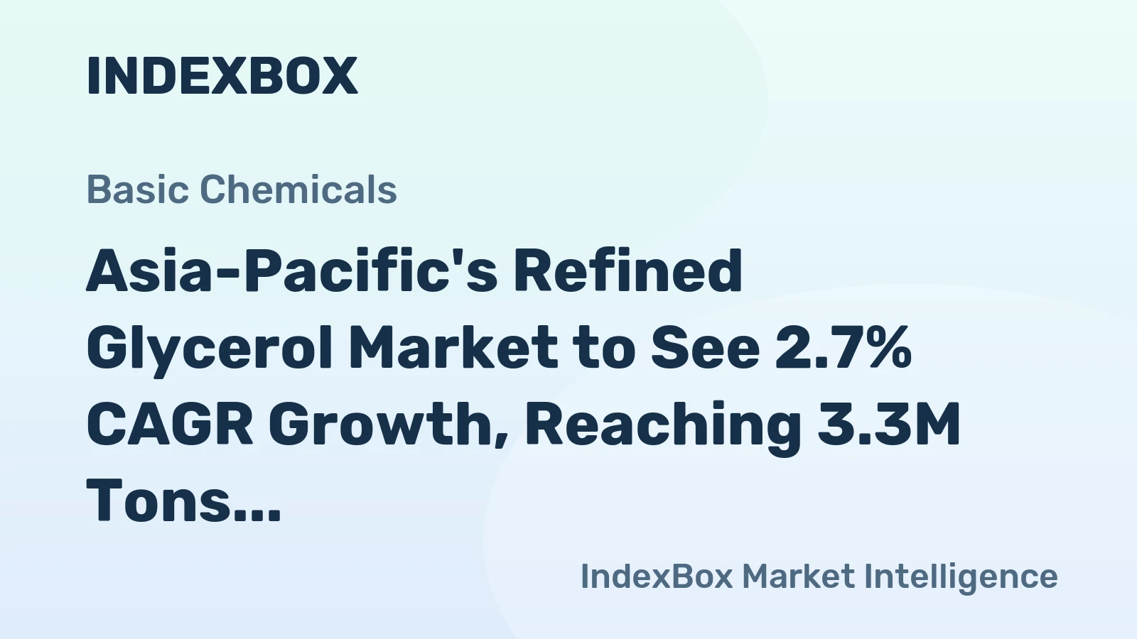 Asia-Pacific's Refined Glycerol Market to See 2.7% CAGR Growth, Reaching 3.3M Tons by 2035