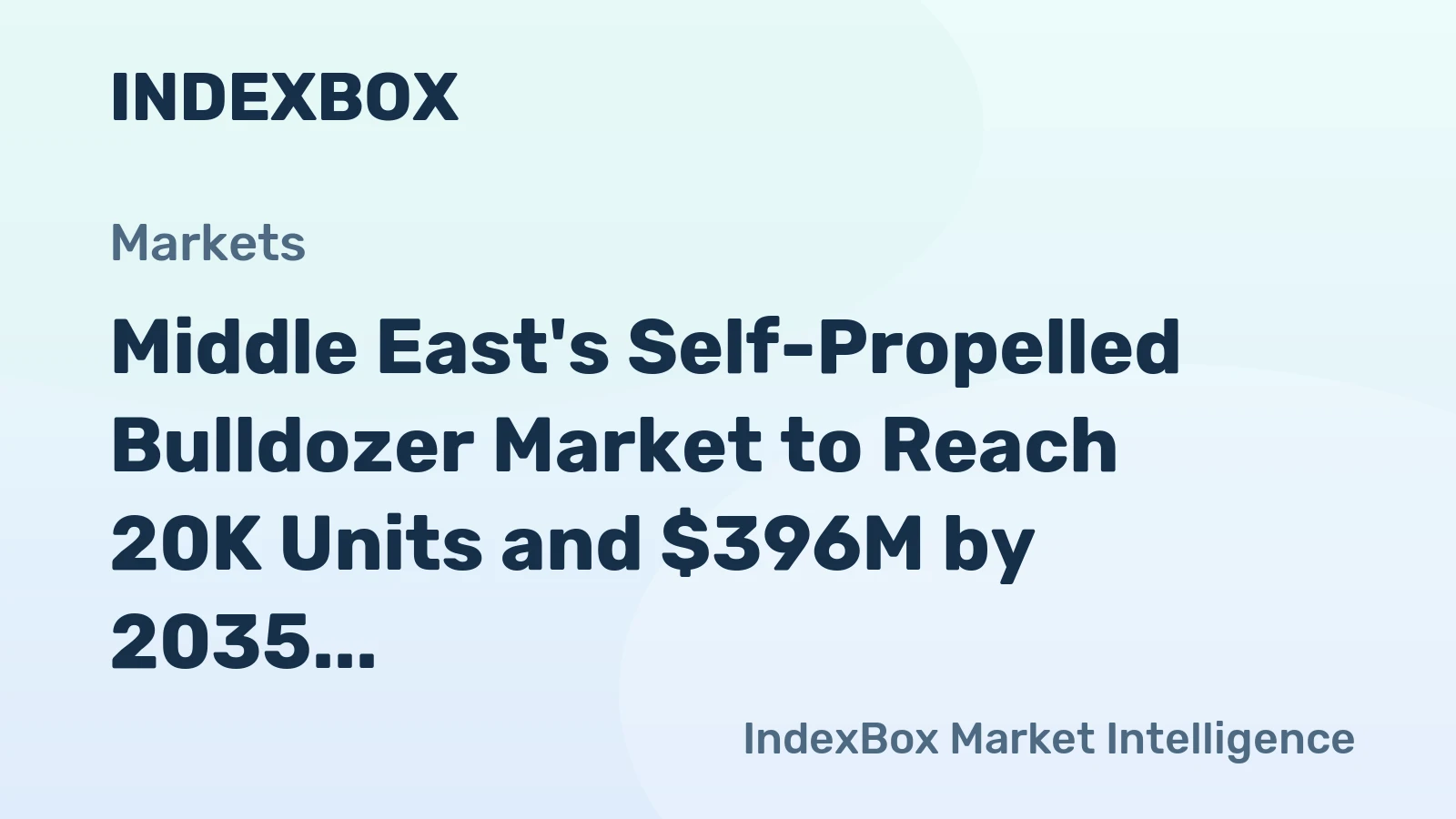 Middle East's Self-Propelled Bulldozer Market to Reach 20K Units and $396M by 2035, with +1.1% Growth Forecast