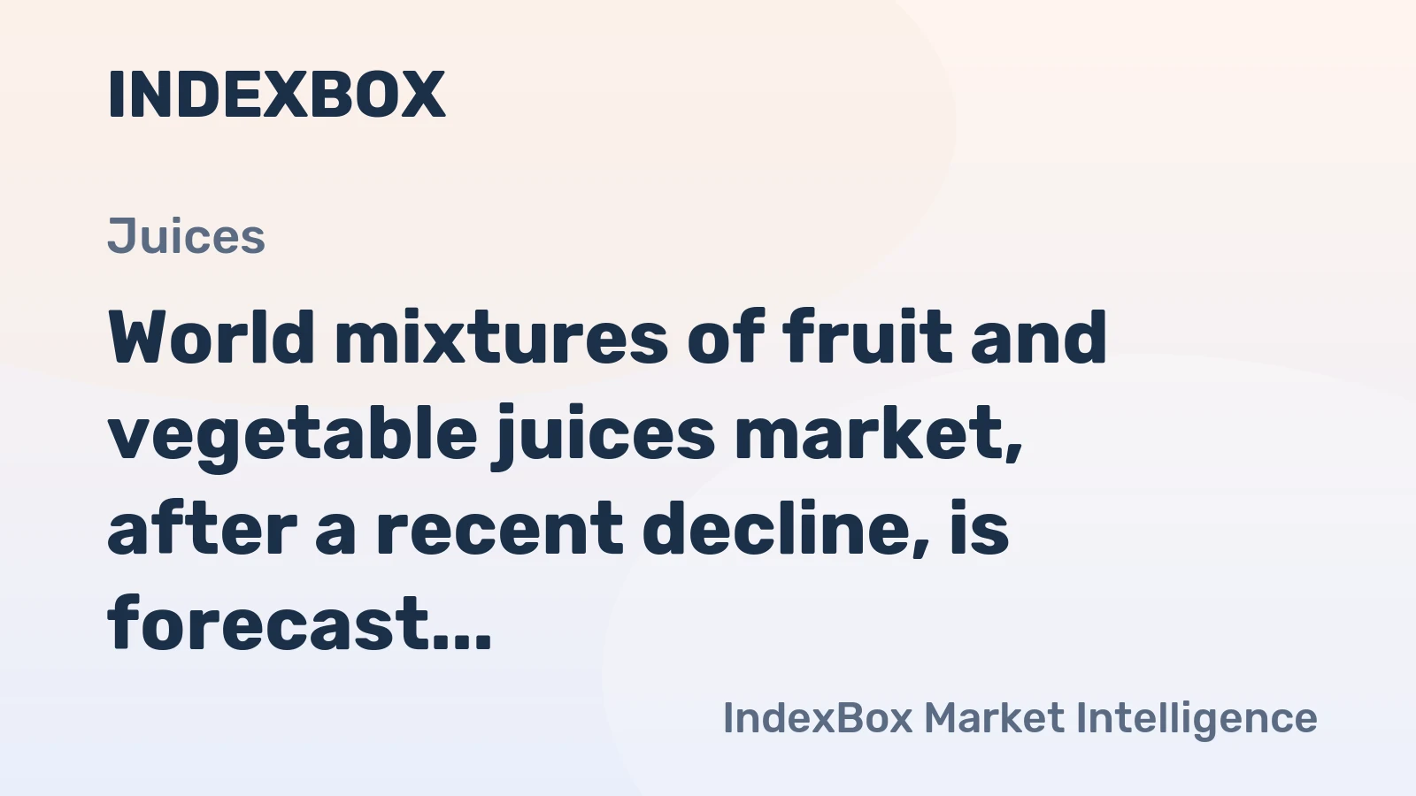 World mixtures of fruit and vegetable juices market, after a recent decline, is forecast to grow to 24M tons and $41.5B in value by 2035.
