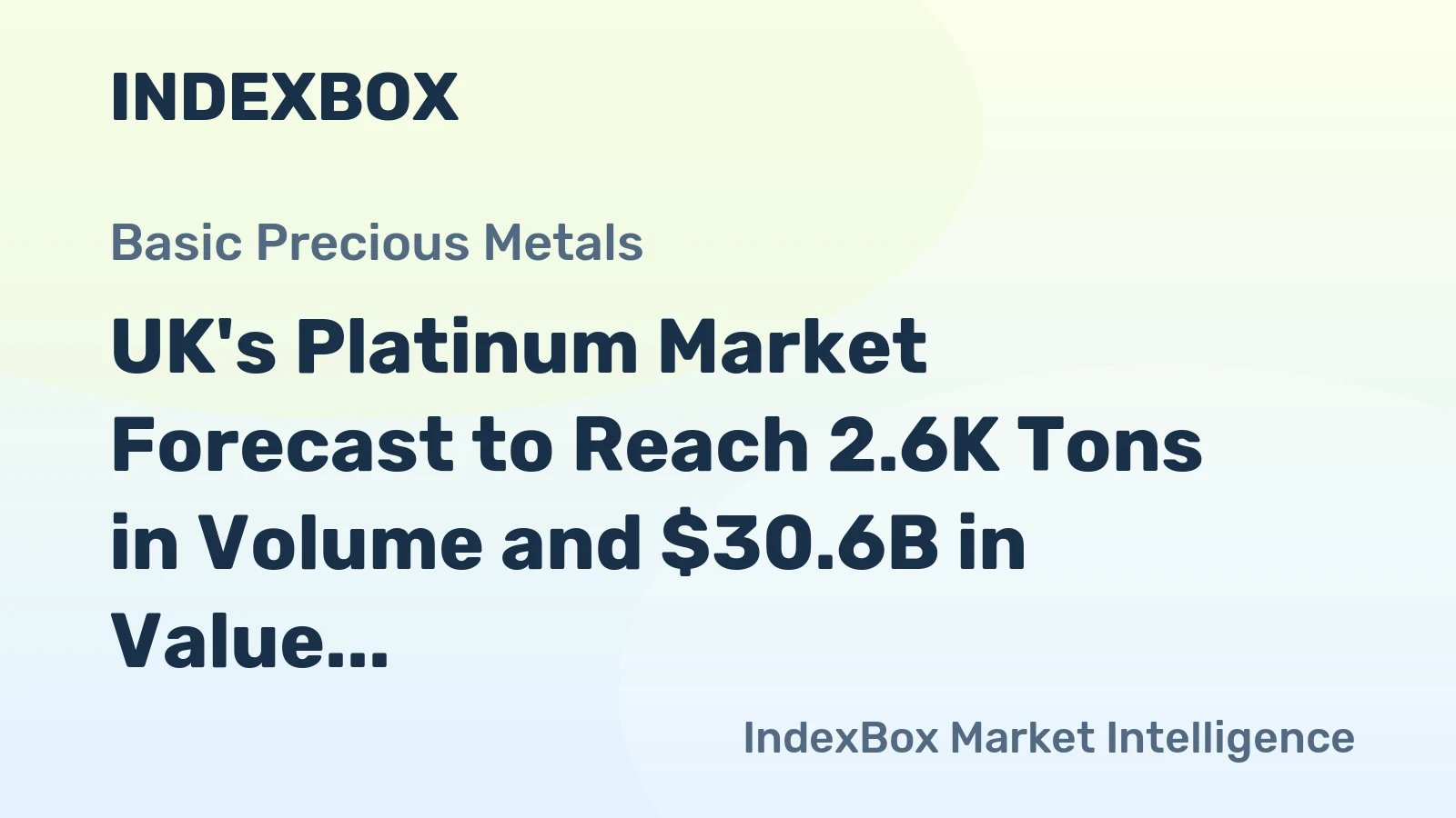 UK's Platinum Market Forecast to Reach 2.6K Tons in Volume and $30.6B in Value