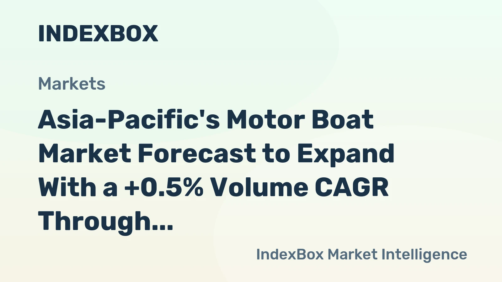 Asia-Pacific's Motor Boat Market Forecast to Expand With a +0.5% Volume CAGR Through 2035