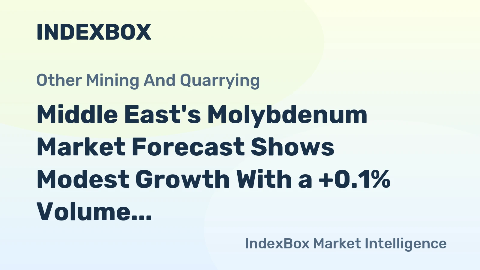 Middle East's Molybdenum Market Forecast Shows Modest Growth With a +0.1% Volume CAGR