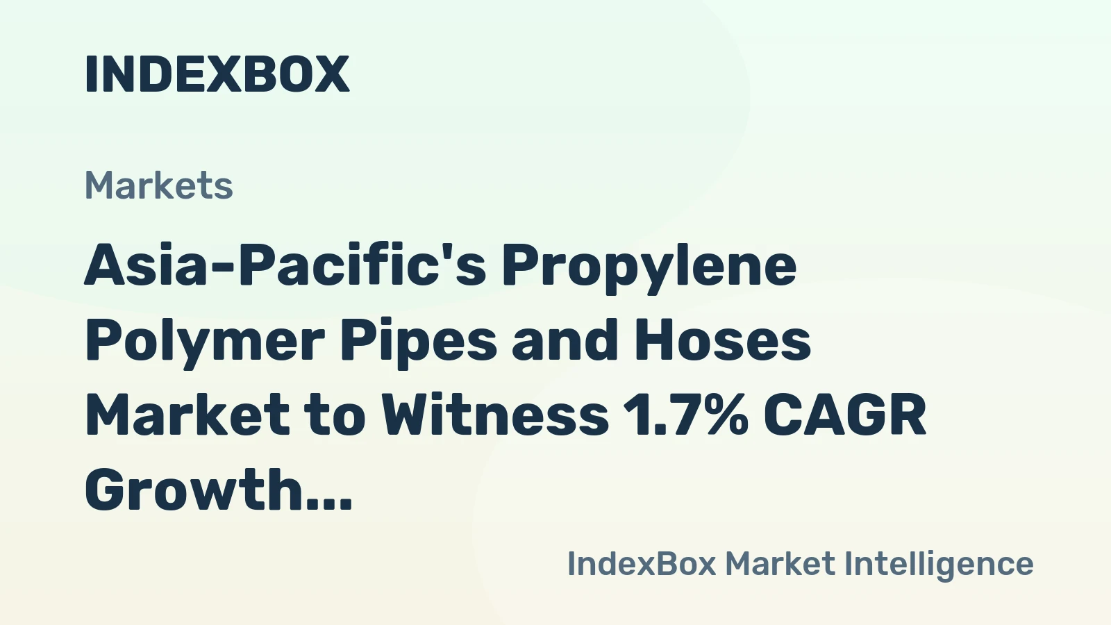 Asia-Pacific's Propylene Polymer Pipes and Hoses Market to Witness 1.7% CAGR Growth Over the Next Decade