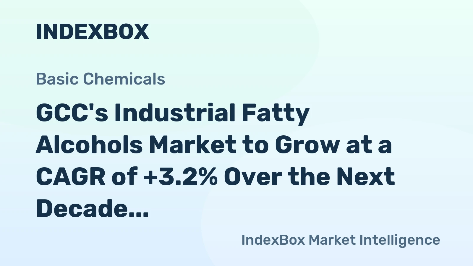 GCC's Industrial Fatty Alcohols Market to Grow at a CAGR of +3.2% Over the Next Decade, Reaching $218M by 2035
