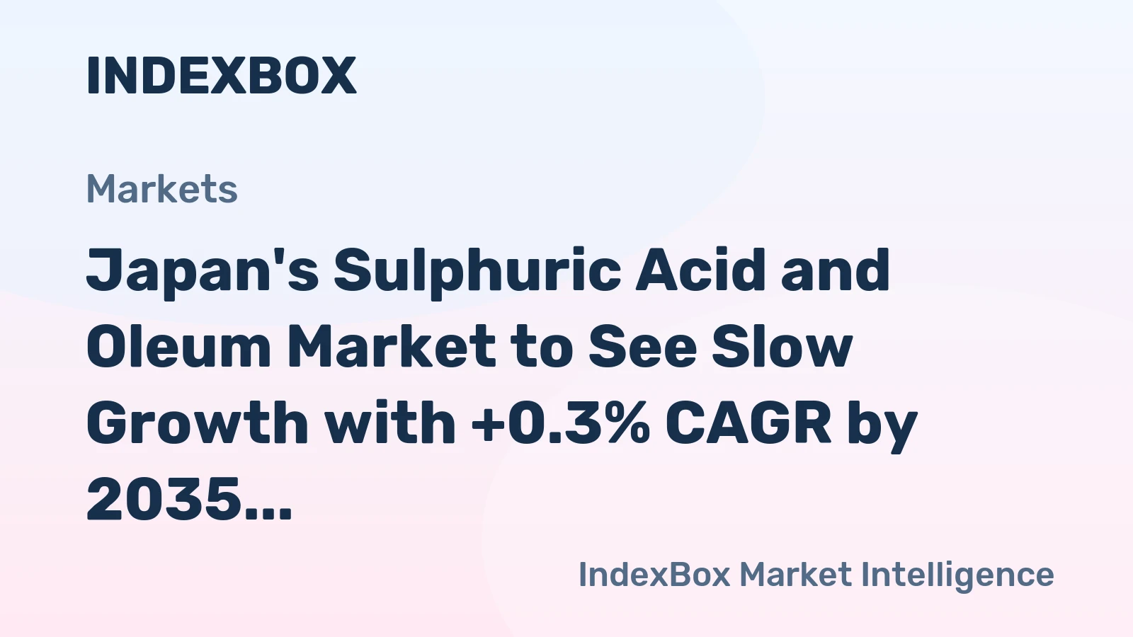 Japan's Sulphuric Acid and Oleum Market to See Slow Growth with +0.3% CAGR by 2035, Reaching $472M