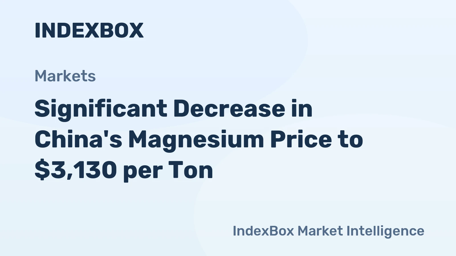 Significant Decrease in China's Magnesium Price to $3,130 per Ton