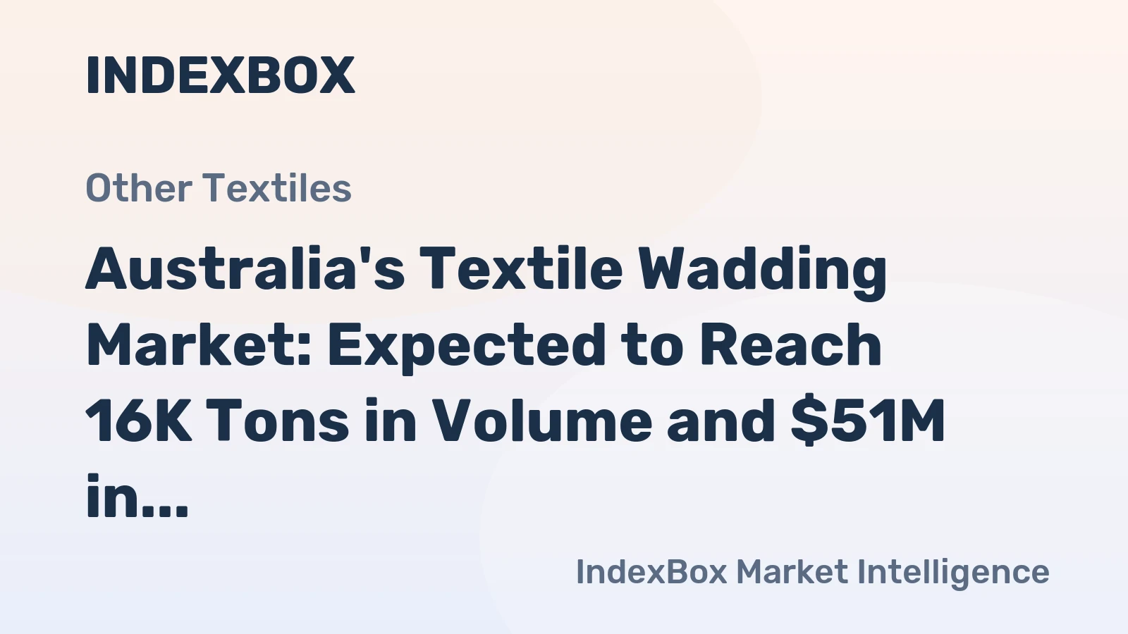 Australia's Textile Wadding Market: Expected to Reach 16K Tons in Volume and $51M in Value by 2035