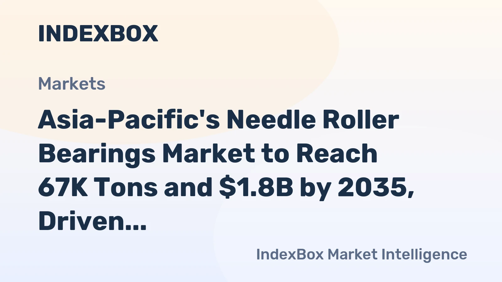 Asia-Pacific's Needle Roller Bearings Market to Reach 67K Tons and $1.8B by 2035, Driven by Increasing Demand