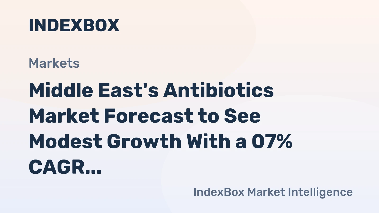 Middle East's Antibiotics Market Forecast to See Modest Growth With a 07% CAGR Through 2035