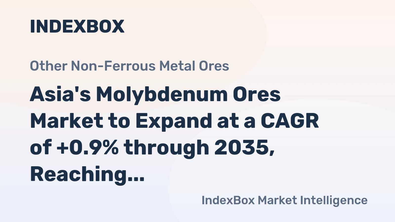 Asia's Molybdenum Ores Market to Expand at a CAGR of +0.9% through 2035, Reaching $3.9B in Value