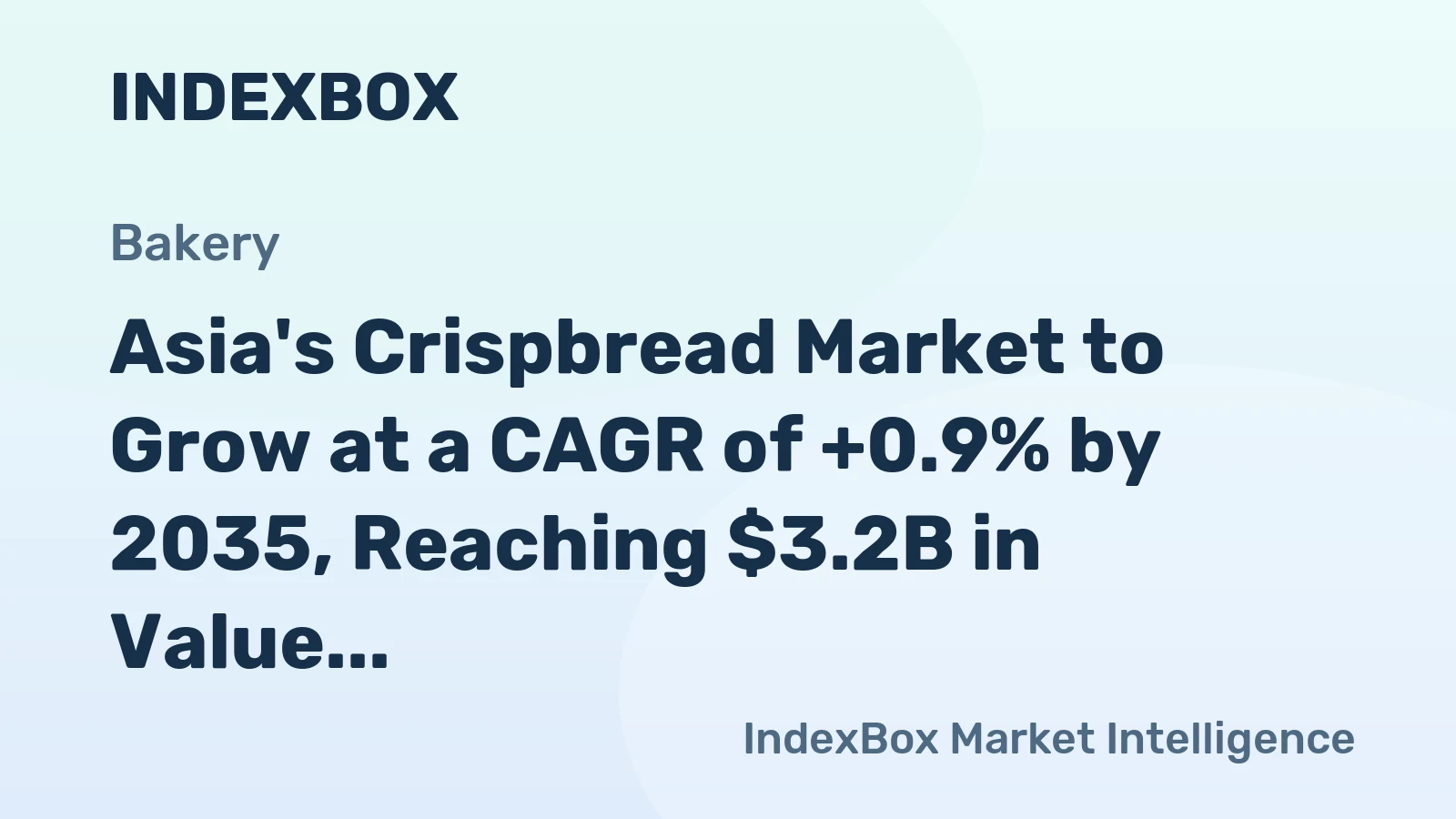 Asia's Crispbread Market to Grow at a CAGR of +0.9% by 2035, Reaching $3.2B in Value
