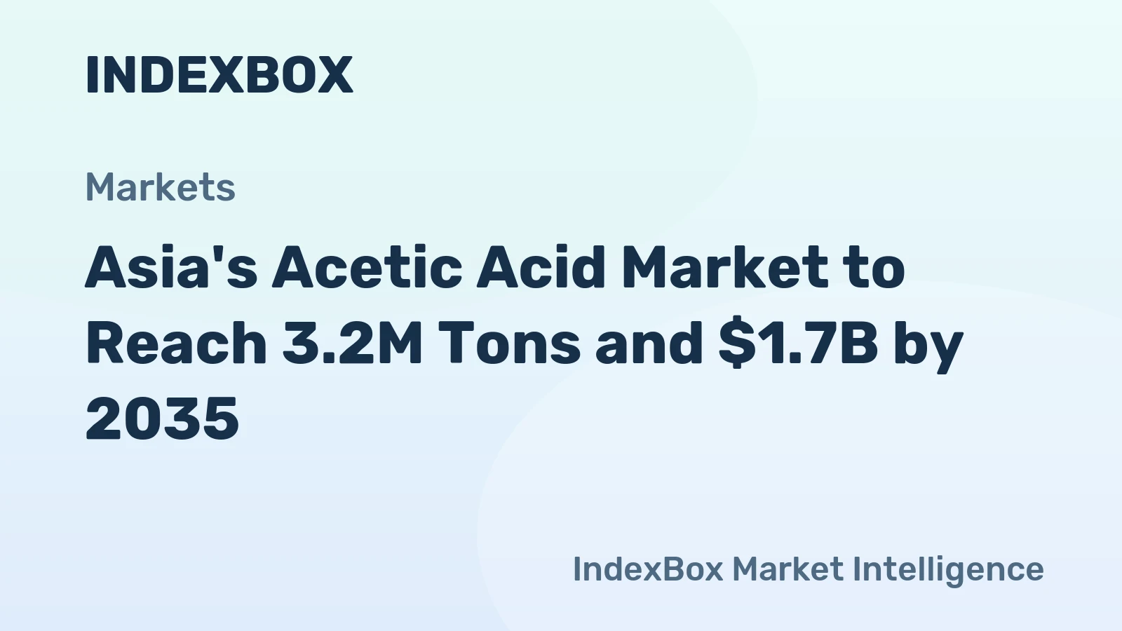 Asia's Acetic Acid Market to Reach 3.2M Tons and $1.7B by 2035