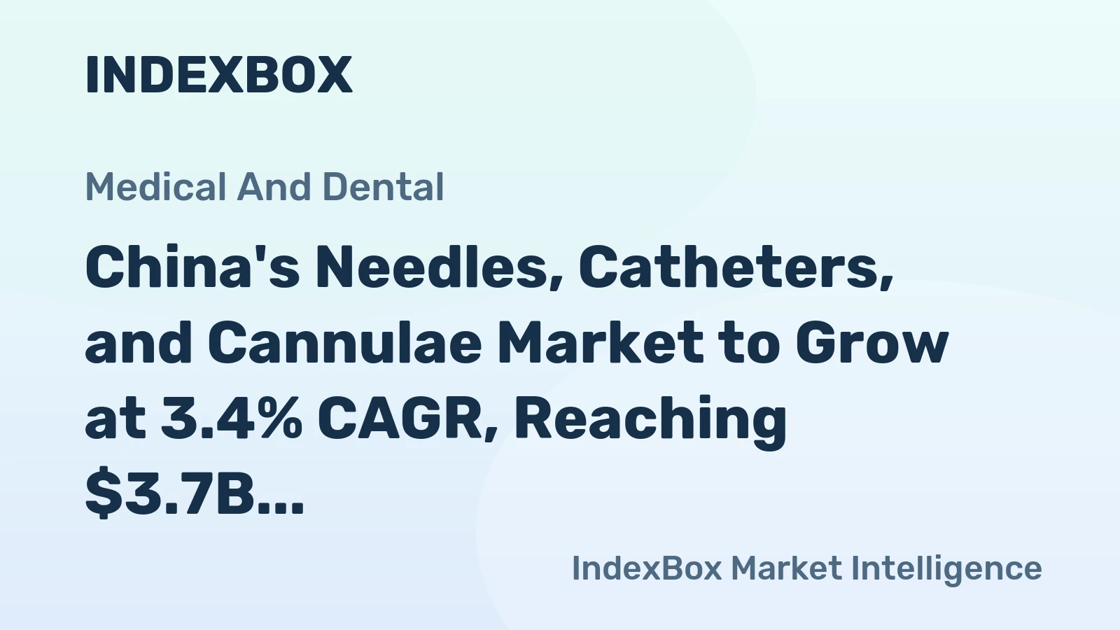 China's Needles, Catheters, and Cannulae Market to Grow at 3.4% CAGR, Reaching $3.7B Value by 2035