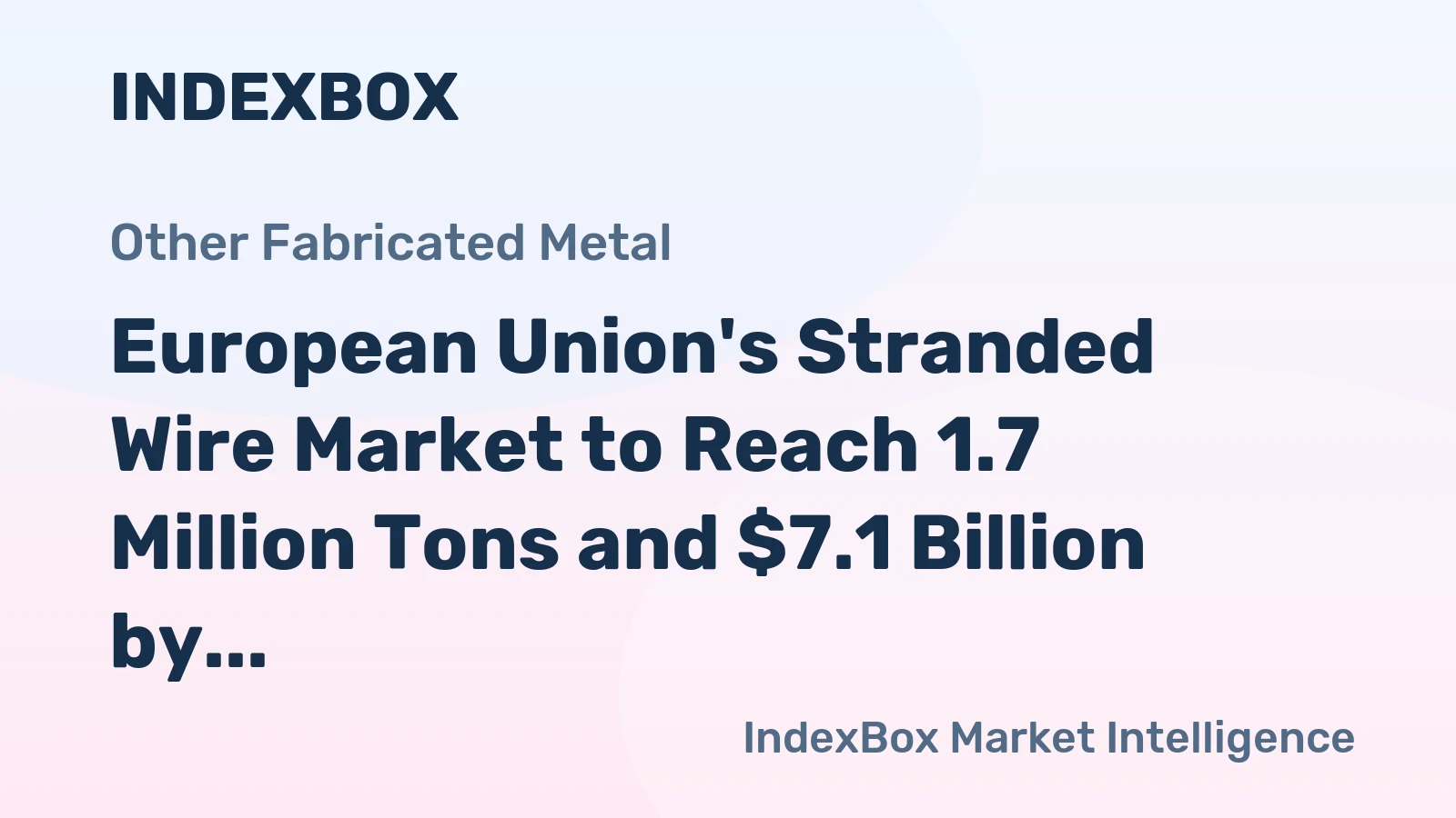 European Union's Stranded Wire Market to Reach 1.7 Million Tons and $7.1 Billion by 2035