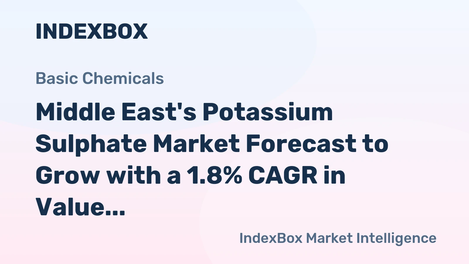 Middle East's Potassium Sulphate Market Forecast to Grow with a 1.8% CAGR in Value