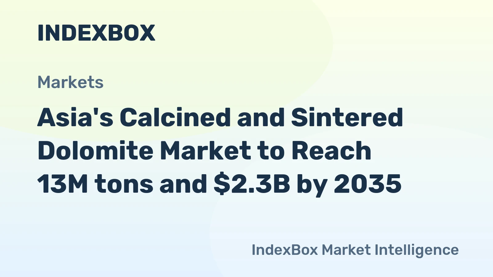 Asia's Calcined and Sintered Dolomite Market to Reach 13M tons and $2.3B by 2035