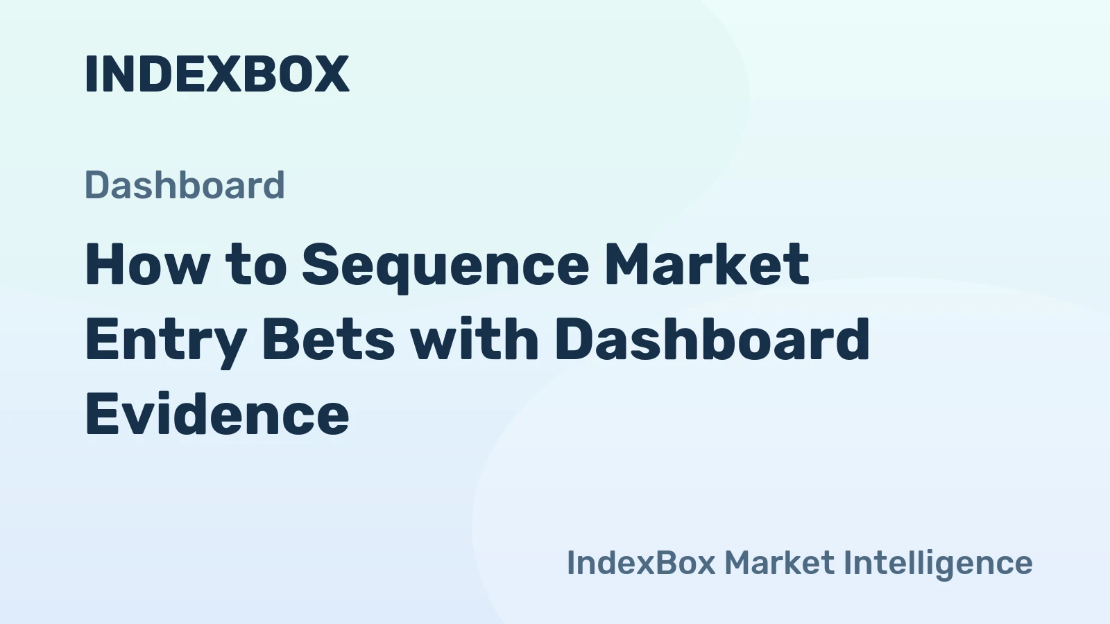 How to Sequence Market Entry Bets with Dashboard Evidence