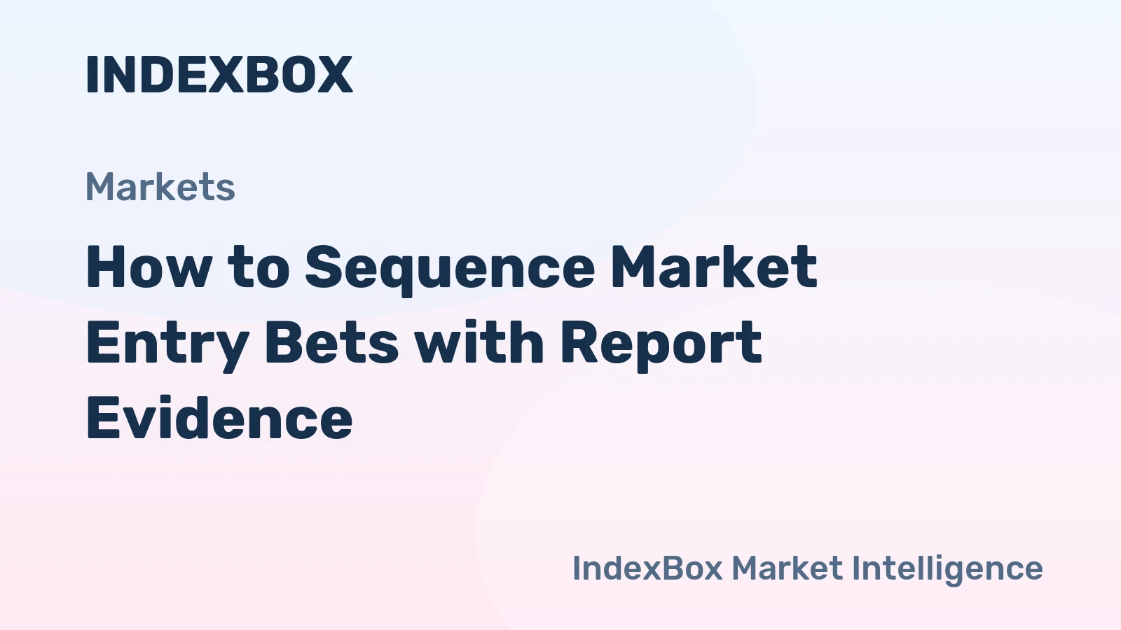 How to Sequence Market Entry Bets with Report Evidence