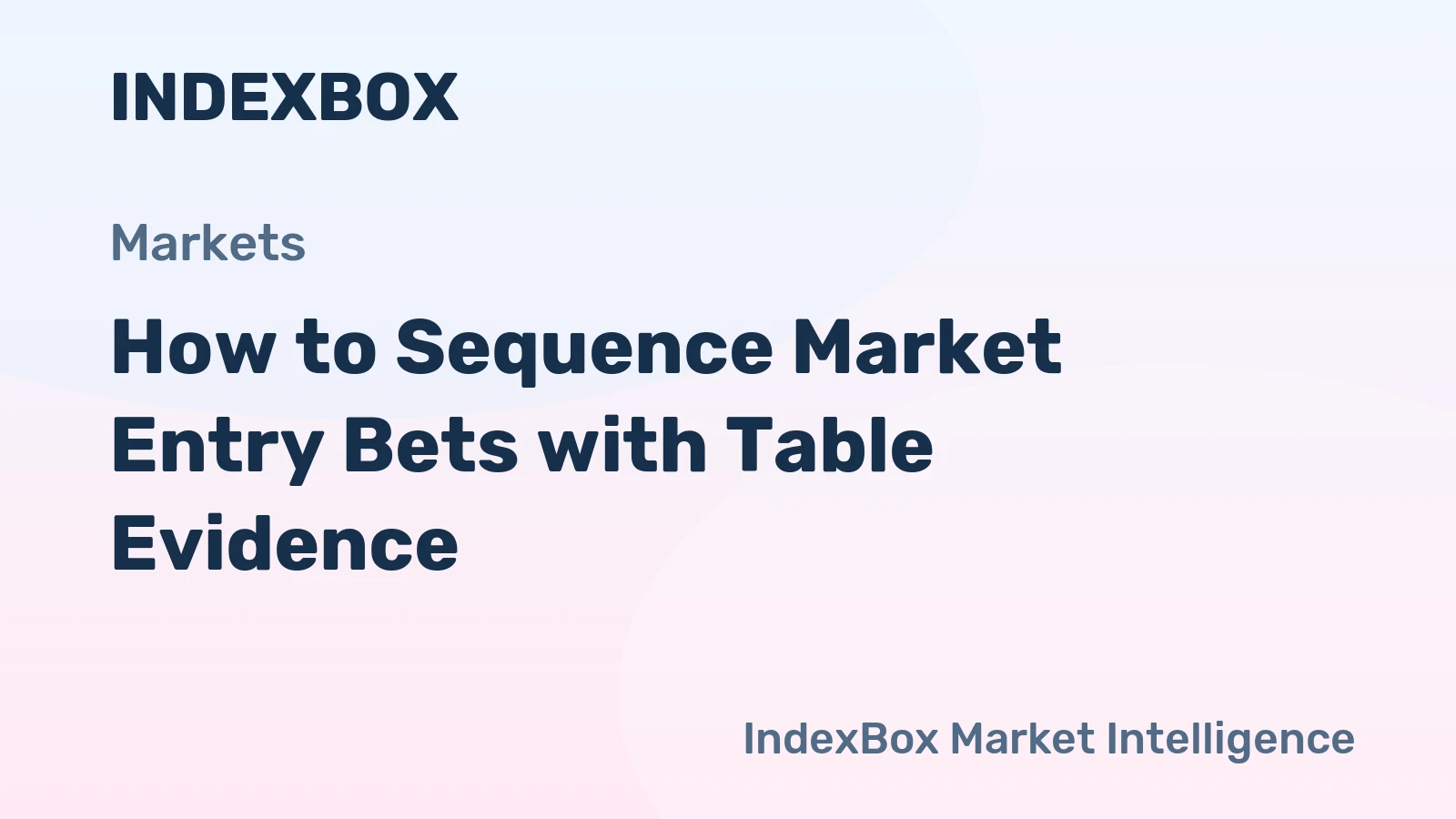 How to Sequence Market Entry Bets with Table Evidence