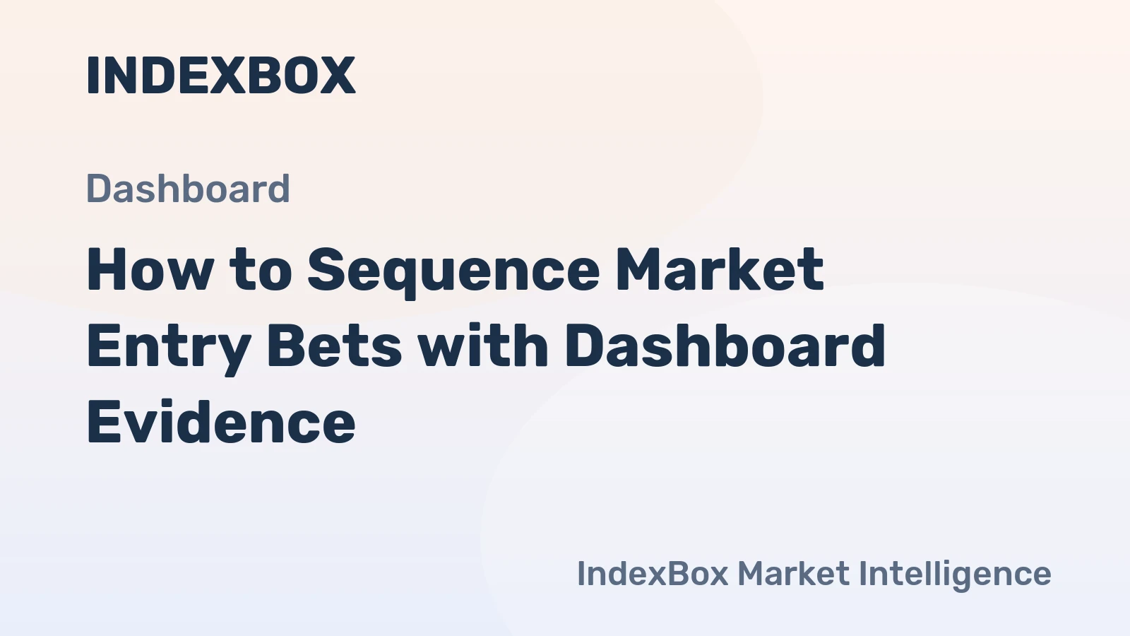 How to Sequence Market Entry Bets with Dashboard Evidence