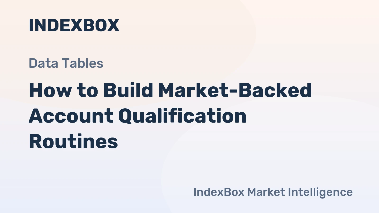 How to Build Market-Backed Account Qualification Routines