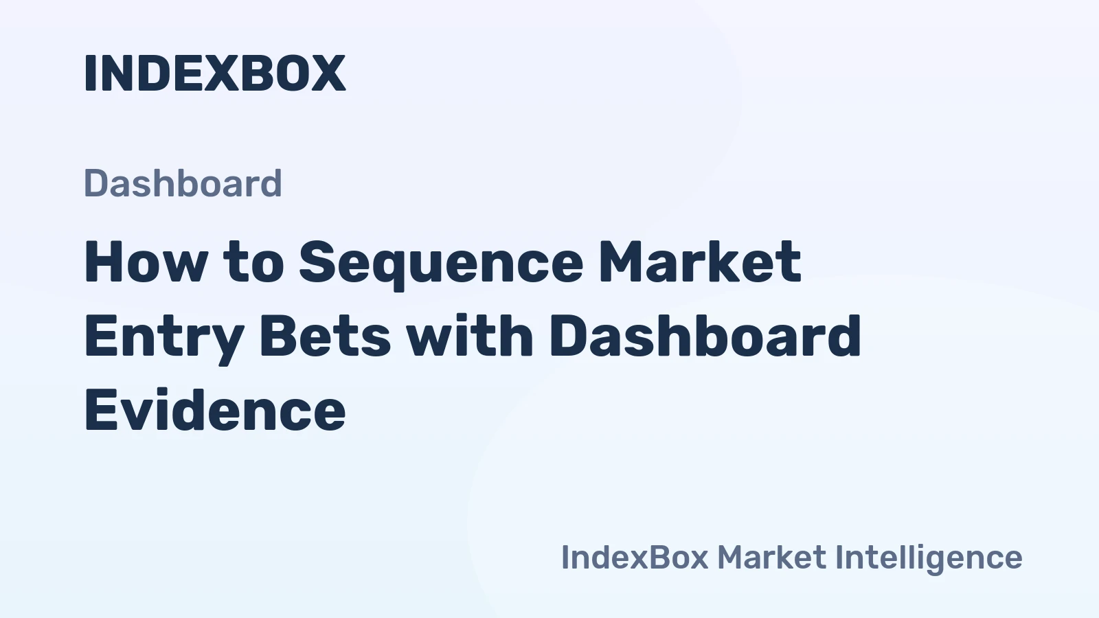 How to Sequence Market Entry Bets with Dashboard Evidence