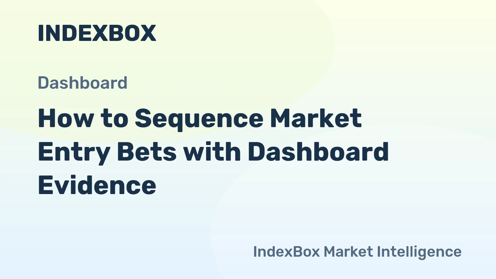 How to Sequence Market Entry Bets with Dashboard Evidence