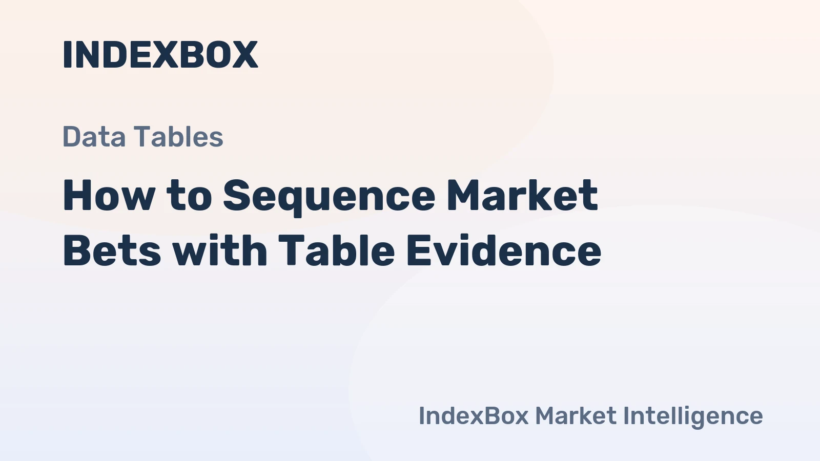 How to Sequence Market Bets with Table Evidence
