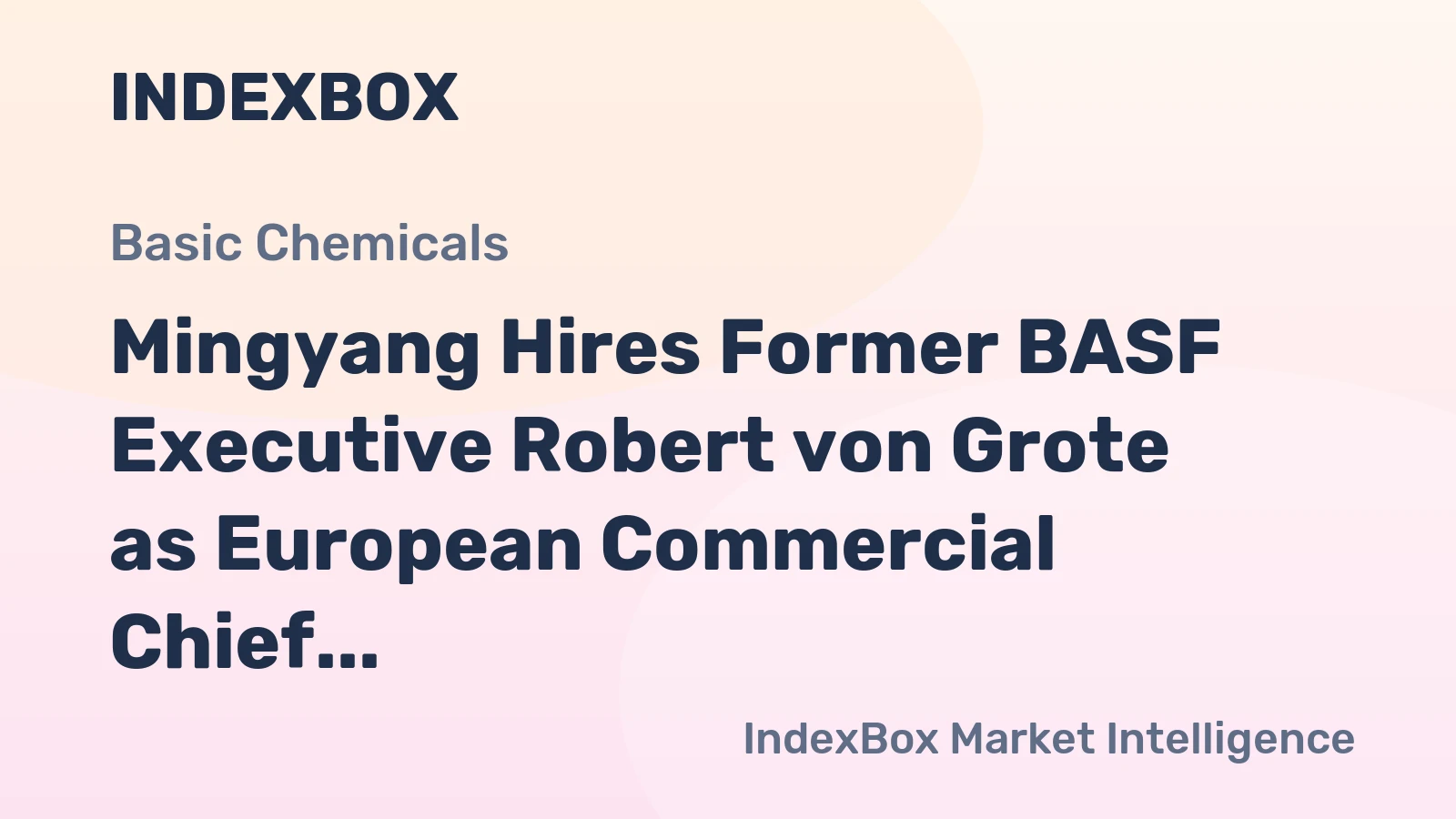 Mingyang Hires Former BASF Executive Robert von Grote as European Commercial Chief