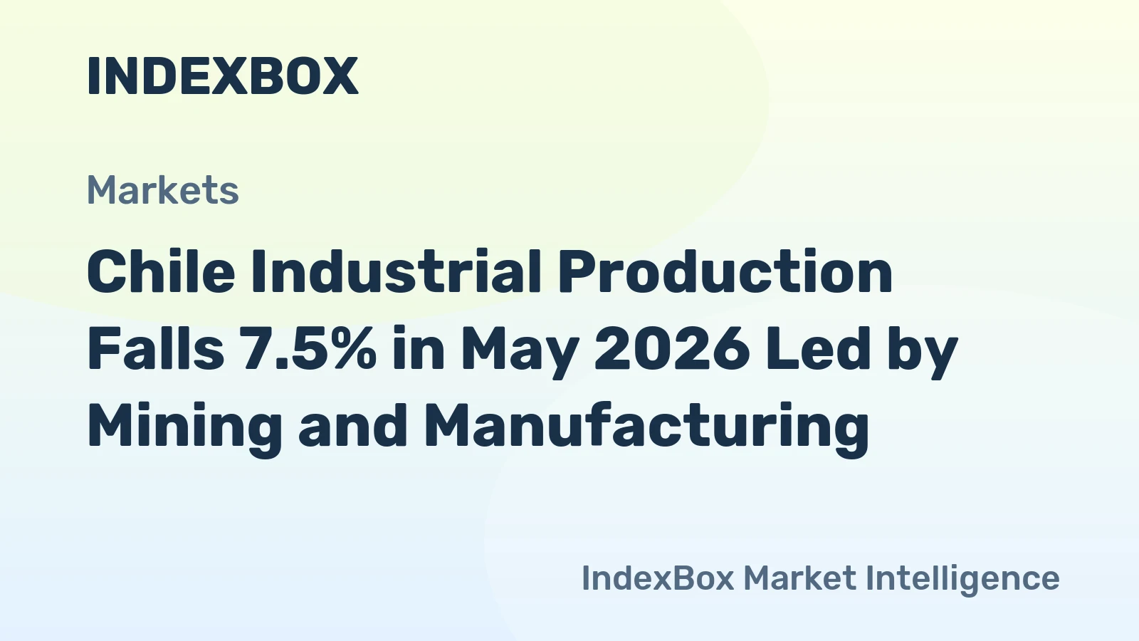 Chile Industrial Production Falls 7.5% in May 2026 Led by Mining and Manufacturing