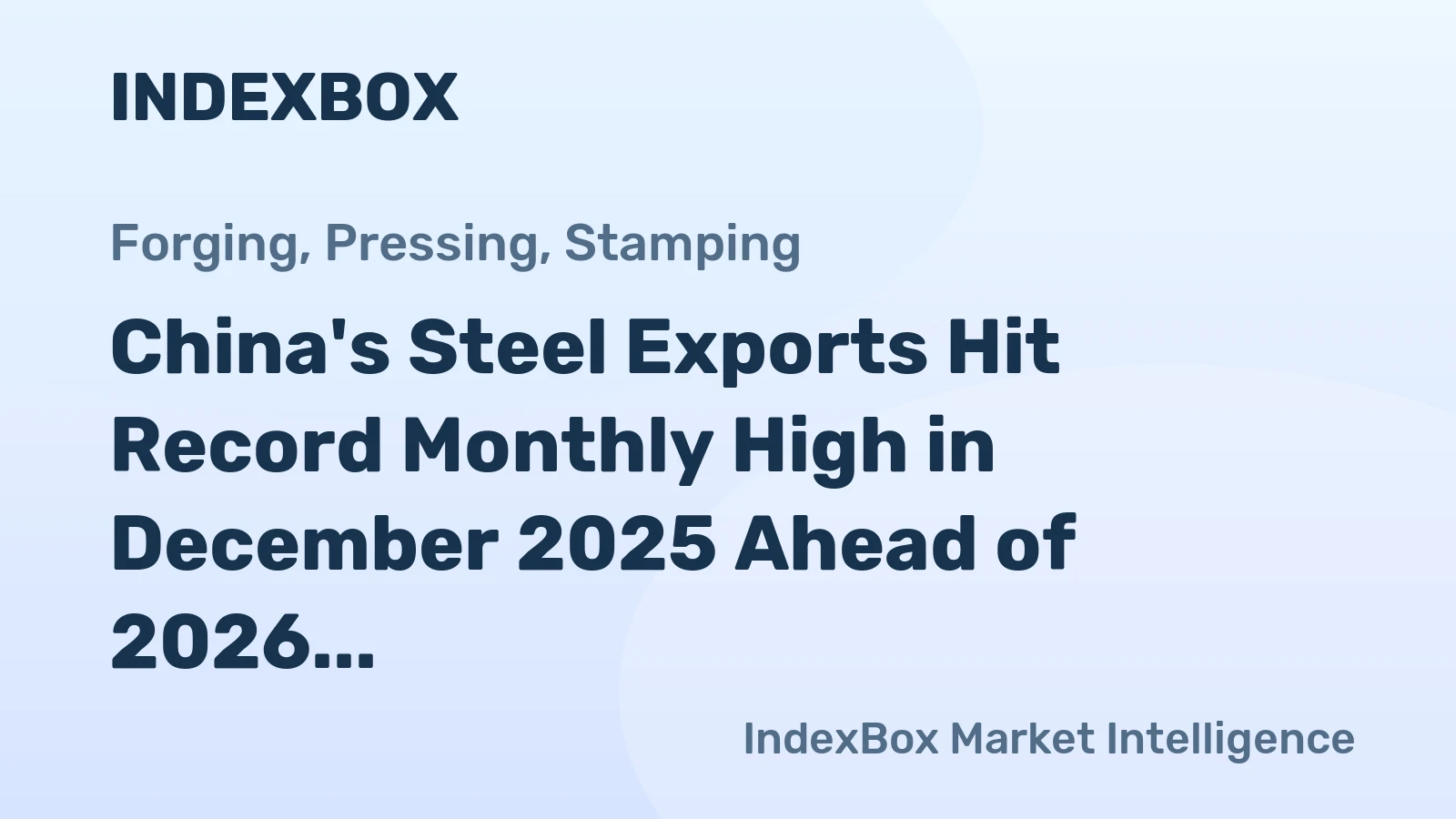 China's Steel Exports Hit Record Monthly High in December 2025 Ahead of 2026 Export Rule