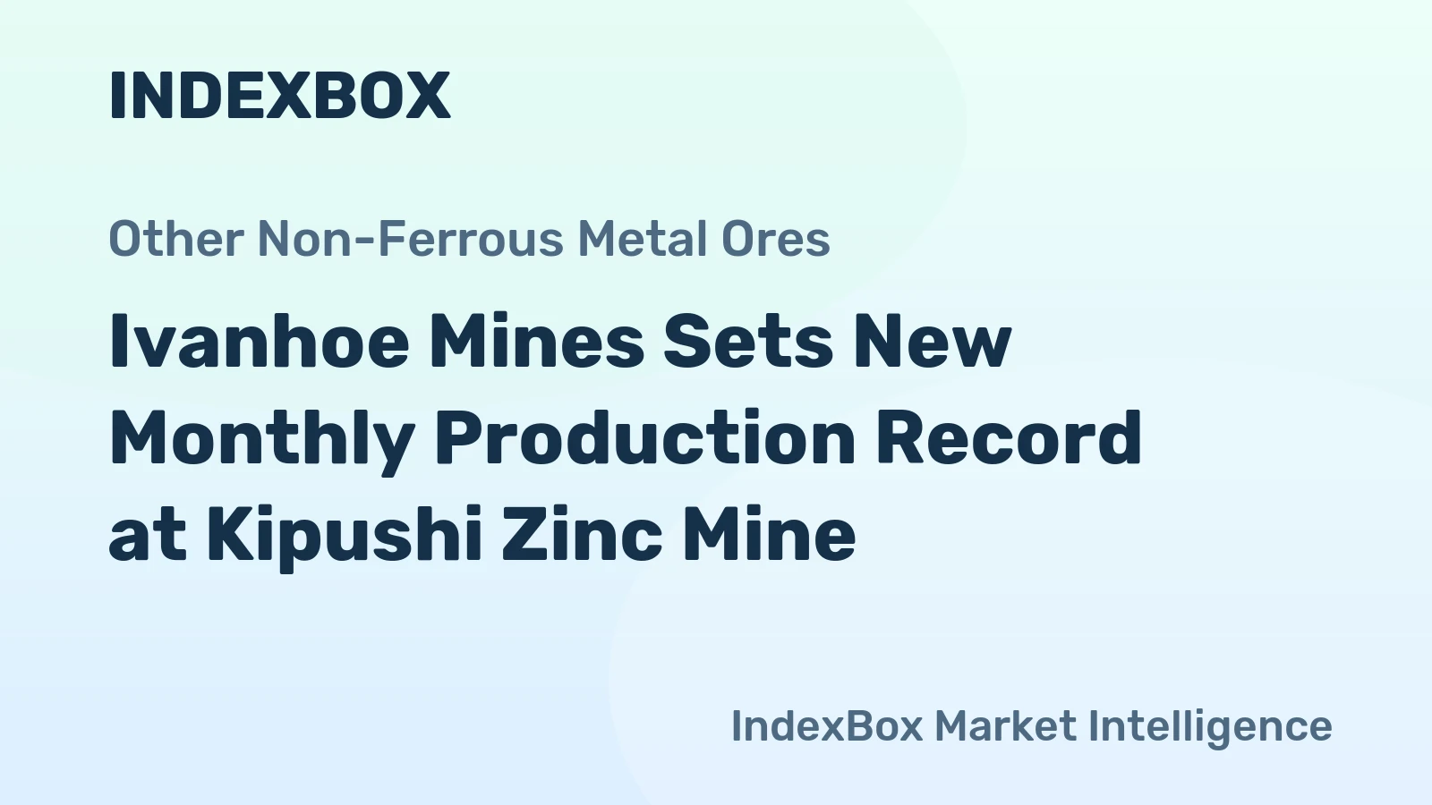 Ivanhoe Mines Sets New Monthly Production Record at Kipushi Zinc Mine