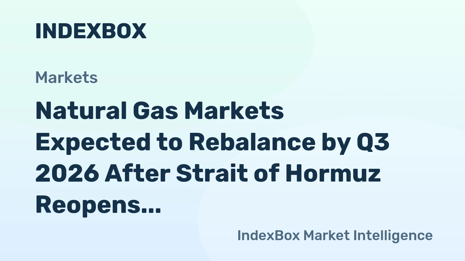 Natural Gas Markets Expected to Rebalance by Q3 2026 After Strait of Hormuz Reopens